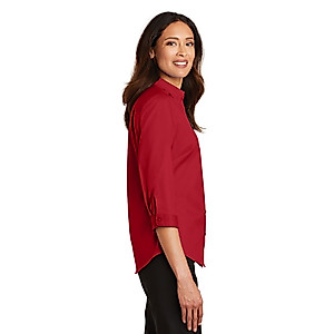 Port Authority Ladies 3/4-Sleeve SuperPro Twill Shirt Rich Red