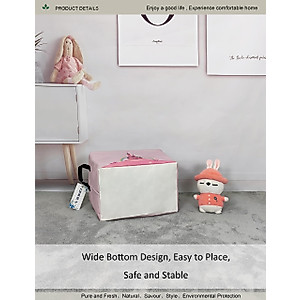 ONOEV Rectangular Folding Laundry Basket,waterproof Canvas Basket,gift basket,Suitable for children's room,Office,Clothes,Toys Storage(Pink Castle)