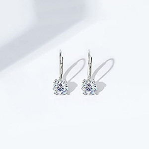 Amazon Essentials Platinum Plated Sterling Silver Lever back Earrings set with Round Infinite Elements Cubic Zirconia (2 cttw) (previously Amazon Collection)