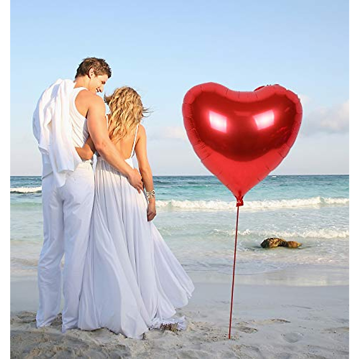4 PCS Huge Heart Shaped Balloons, 32 Inches Romantic Large Red Foil Balloons for Engagement Wedding Valentines Day Anniversary Party Decorations