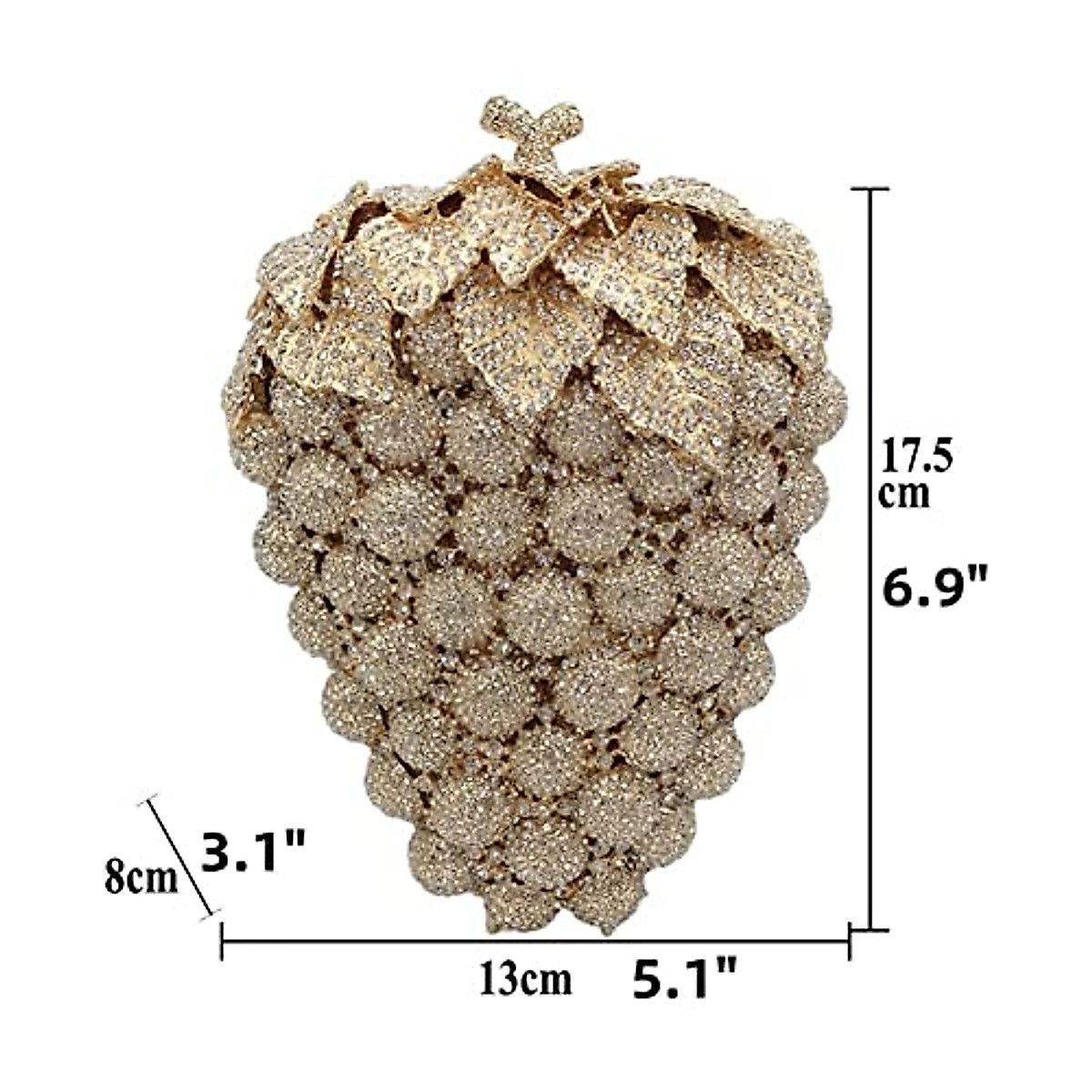 Tngan Women Cute Grape Evening Clutch Sparkling Full Rhinestones Purse Banquet Prom Shoulder Bag, Lavender