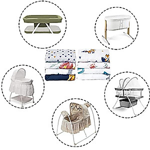 PHF Soft Bassinet Sheet Set, 2 Pack Silky Comfy Breathable Polyester Cradle Sheets for Baby Boys Girls, Univeral Fit for Most Cradle and Bassinet Mattress, Cars