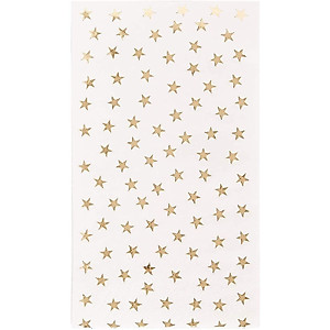 Juvale 50 Pack Gold Star Party Napkins - Disposable White and Gold Dinner Napkins for Birthday, Graduation (3-Ply, 4x8 In)