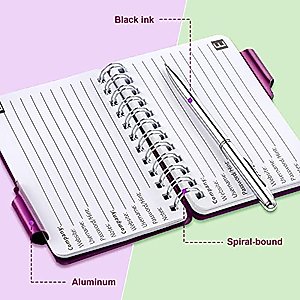 2 Pieces Portable Password Book Password Organizer Notebook Elegant Mandala Pattern Password Book Keeper with Pen, Spiral Bound Notebook for Password Information (Black, Purple)