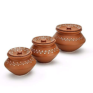 Unravel India Earthen Ceramic Handi(Set of 3)