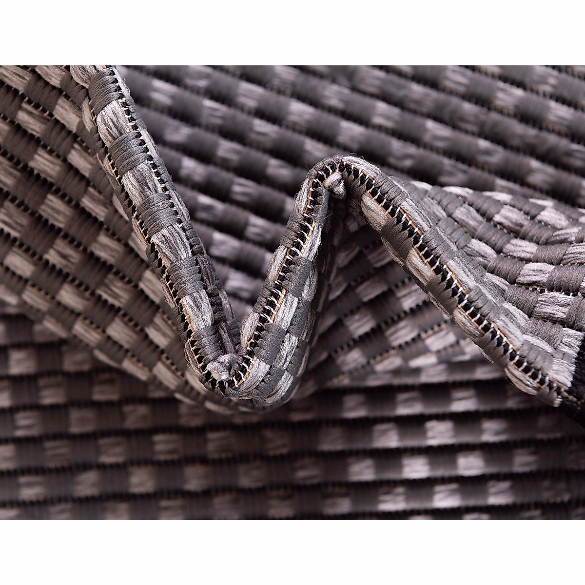 Unique Loom Outdoor Border Collection Area Rug - Multi Border (3' 3" x 5' 1" Rectangle, Gray/ Black)