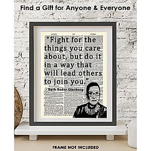 Inspirational Ruth Bader Ginsburg Wall Art "Fight for Things" 8x10 RBG Poster, RBG Wall Art & Motivational Wall Art, Positive Affirmations Wall Decor for Bedroom & Office Decor for Men &Women