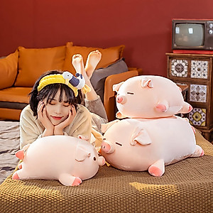 CHDGIOHA Cute Kawaii Pig Stuffed Animal Pillows, 15.7'' Pig Plush Hugging Pillow, Soft Pig Stuffed Cuddle Plush Toys, Christmas Birthday Gifts for Girls Girlfriend (Squint, 15.7in)