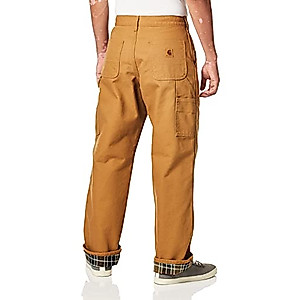 Carhartt Men's Loose Fit Washed Duck Flannel-Lined Utility Work Pant, Carhartt Brown, 40W x 30L