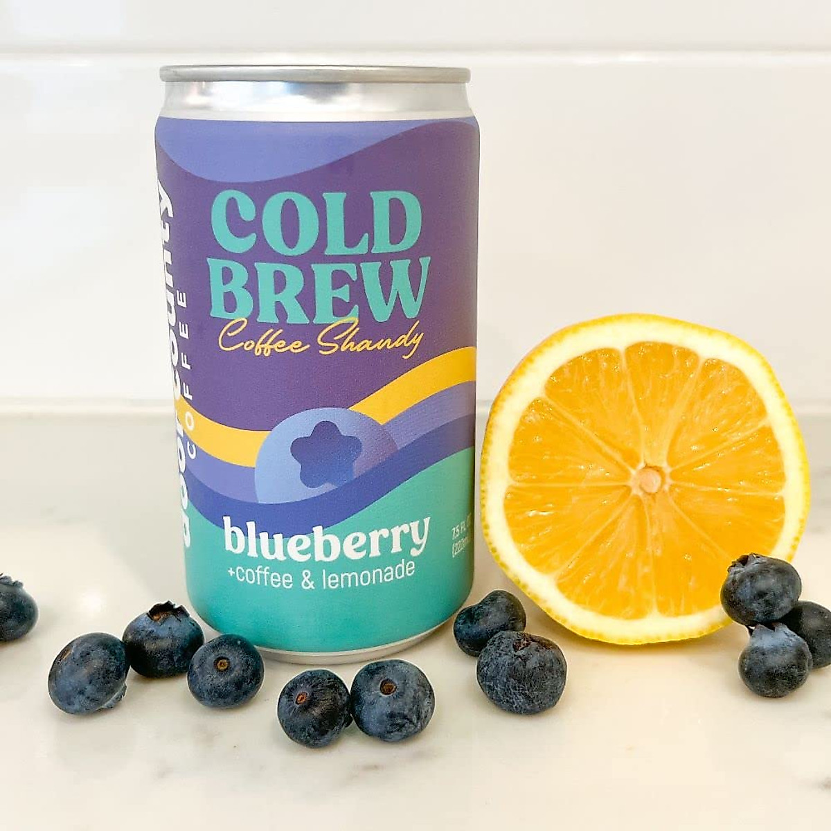 Door County Coffee Blueberry Cold Brew Coffee Shandy – Cold Brew with Organic Blueberry Juice + Organic Lemonade, Low Sugar, Low Calorie, Low Carb, 75mg Caffeine, 7.5oz, 6 Count