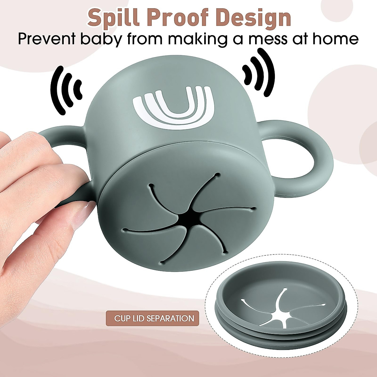 Didaey 6 Pack Silicone Snack Cups Spill Proof Bowls for Kids Toddlers Baby No Spill Snack Cup Snack Container for Toddler over 6 Months Baby Snack Cups with No Slip Handles