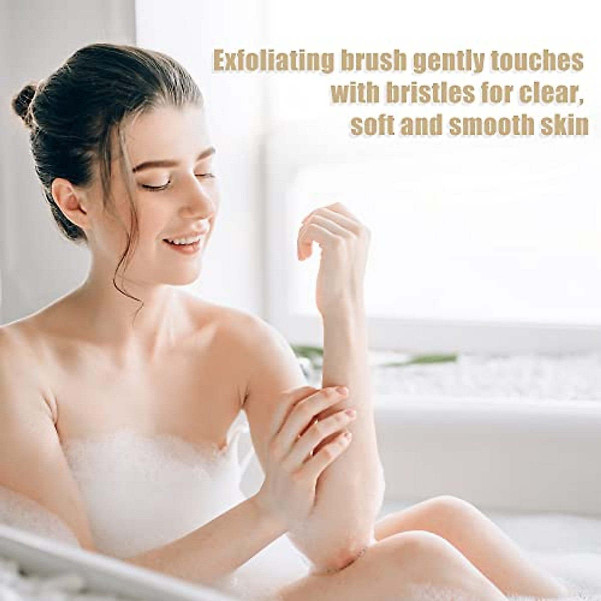 VOCOSTE Dry Brushing Body Brush Set, Shower Brush with Soft and Stiff Bristles, Dual Sided Long Handle Back Scrubber, Face Exfoliator for Wet or Dry Brushing