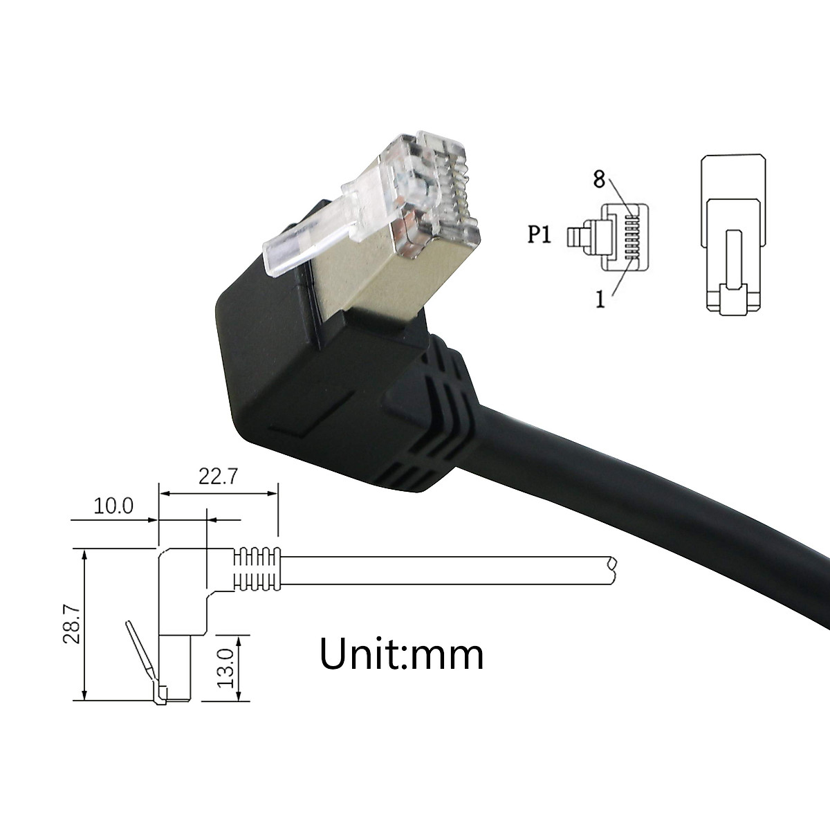 SinLoon RJ45 Ethernet Adapter Cable 90 Degree Downward Male to Famale Ethernet Switch Adapter Cable for CAT 5/CAT 6 LAN Ethernet Socket Connector Adapter Cat5 Cat6 Cable(Downward)