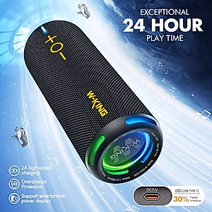 W-KING Bluetooth Speakers, IP67 Waterproof Outdoor Portable Wireless Speaker Loud, Customized EQ APP/Deep Bass, 40W HD 360° Stereo Sound with V5.3/DSP/TF/AUX, Party Lights for Halloween, Shower, Home