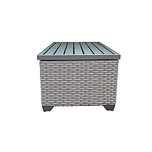 TK Classics Florence Sectional Seating Group with Cushions 9 Piece Outdoor Wicker Patio Furniture Set, Navy