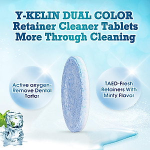 Retainer Cleaner Tablets Invisalign Cleaner Denture Cleaning Tablets,Remove Stains Away,3 Month Nature Supply - Use for Invisible Clear Aligner,Partials Full Dentures,Night Guard,Mouthguard by Y-Kelin