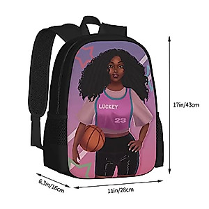 Black Girl Magic Backpack African Black Girl Book Bag for Women Teens Girls Kids, Afro African Girl Hold Basketball Bookbag, African American Laptop Backpack, Unique Back to School Gifts, 17 Inches