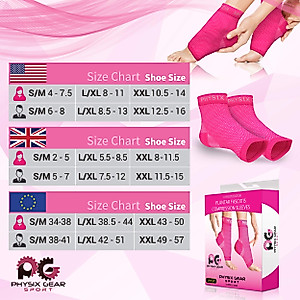 Physix Gear Sport Plantar Fasciitis Socks with Arch Support for Men & Women - Ankle Compression Sleeve, Toeless Compression Socks Foot Pain Relief, Ankle Swelling - Better than Night Splint, Pink XXL