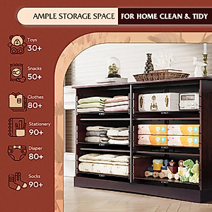 WLIVE Wood Dresser for Bedroom, Wide Chest of Drawers with 6 Drawers, Large Brown Storage Tower Unit, Modern Minimalist Closet Store Organizer for Living Room, Hallway