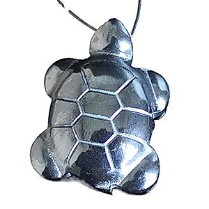 Gemstone crystal Hematite turtle pendant bead for necklace 1''