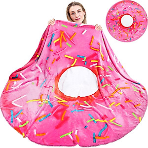 Donut Blanket Double Sided 80 inch, Donut Throw Blanket Funny Blankets Food Blankets for Adult Kids, Realistic Food Throw Blanket Kids Throw Blanket