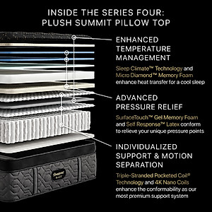 Beautyrest Black Series Four 17.25" Plush Summit Pillow Top Queen Mattress - Breathable, Cooling, and Supportive - CertiPUR-US Certified, 100-Night Sleep Trial, and 10-Year Limited Warranty