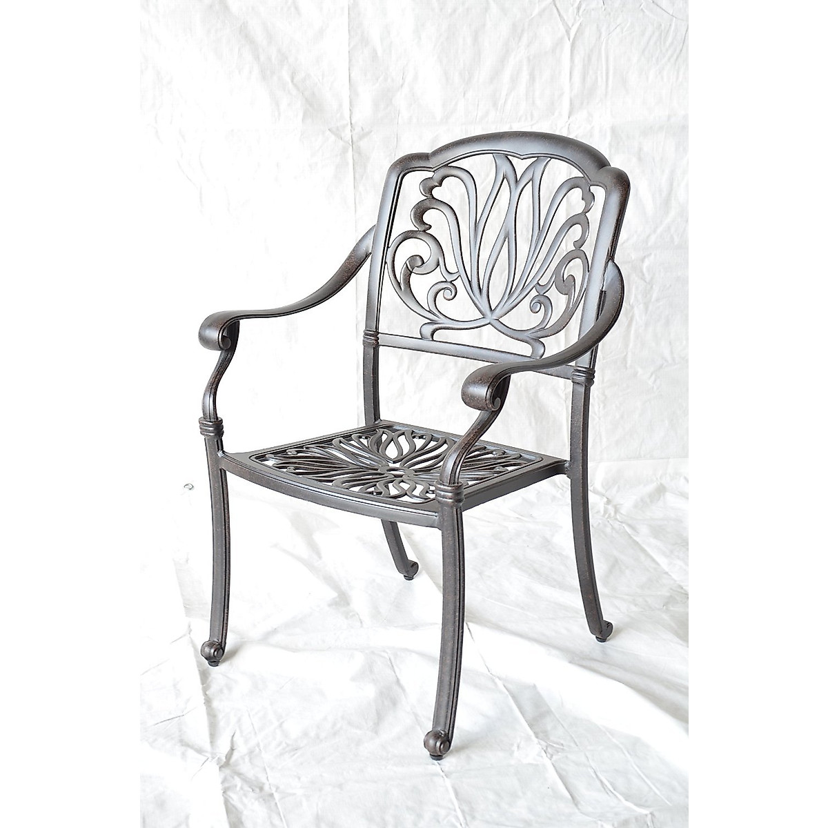 Elizabeth Outdoor Patio 9pc Dining Set 44" X 84" Cast Aluminum, Walnut Cushions