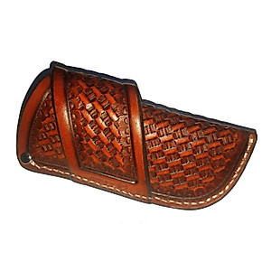 Custom Nocona Weave Texas Silver Seal Side Draw Knife Sheath right side