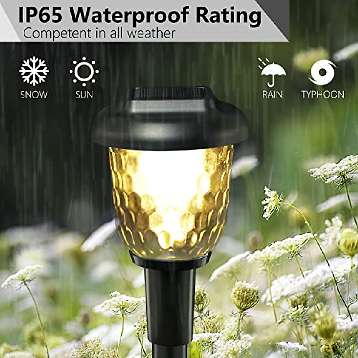 TAILKAT Solar Outdoor Lights, LED Color Changing and RGB Solar Lawn Lights, IP65 Waterproof Garden Pathway Solar Lights, Built-in Polysilicon Panel, Suitable for Porch, Balcony, Garden(6 Pack