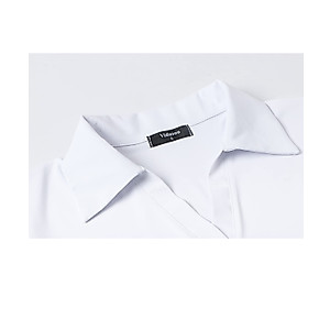 Vidusou Summer Tops for Women,Ladies Cap Sleeve Casual Polo V Neck Plus Size Oversize Clothes Golf Apparel White XXL