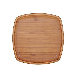 BambooMN 8" x 8" Organic Bamboo Decorative Display Table Top Tea Serving Tray Plate Holder for Coffee Dining Table, Countertop or Kitchen