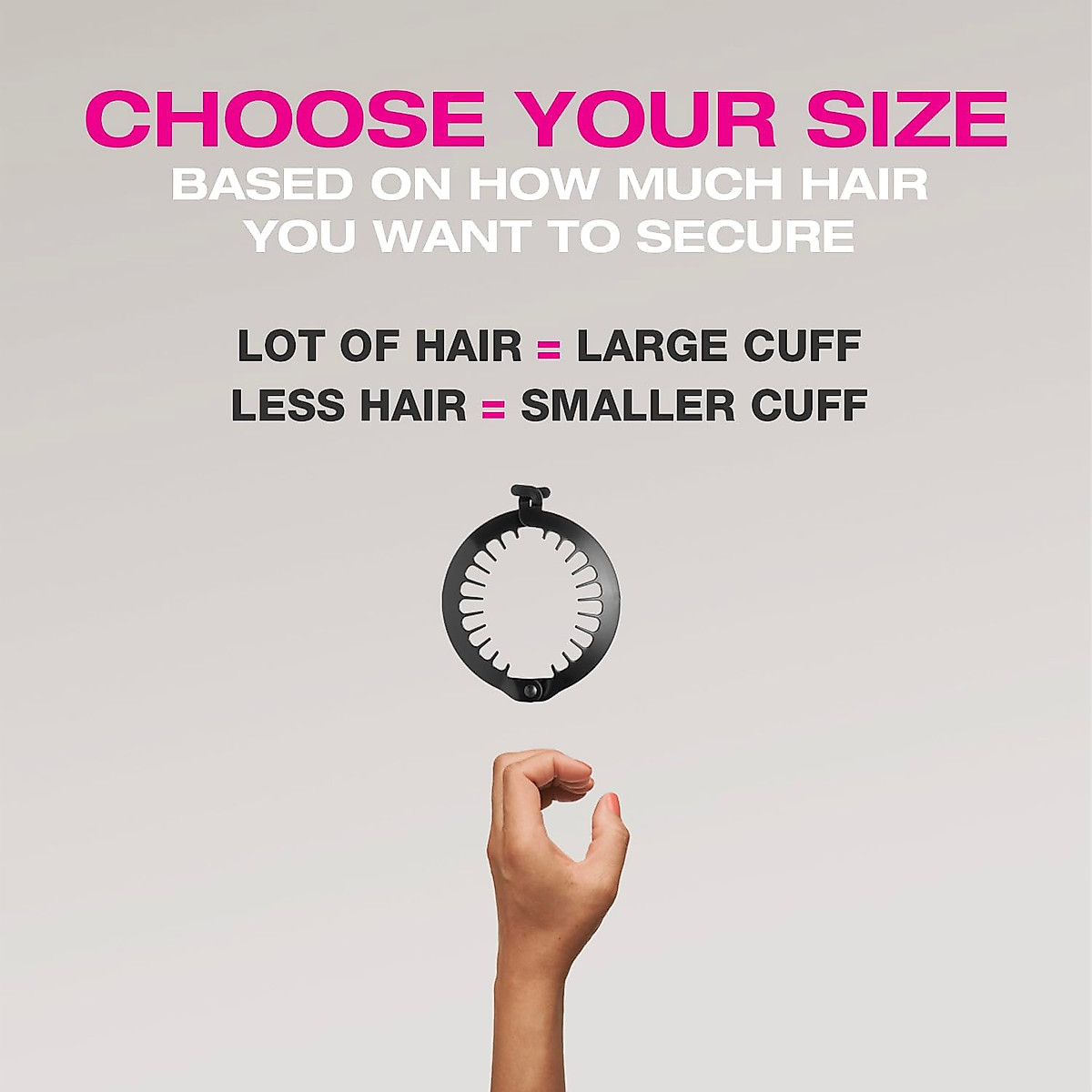 PuffCuff | Junior 3" Hair Clamp | For All Natural Thick, Curly, Kinky, Textured, Locs, or Braided Hair | Painless, Damage-Free Styling Tool | Black | 1 Piece