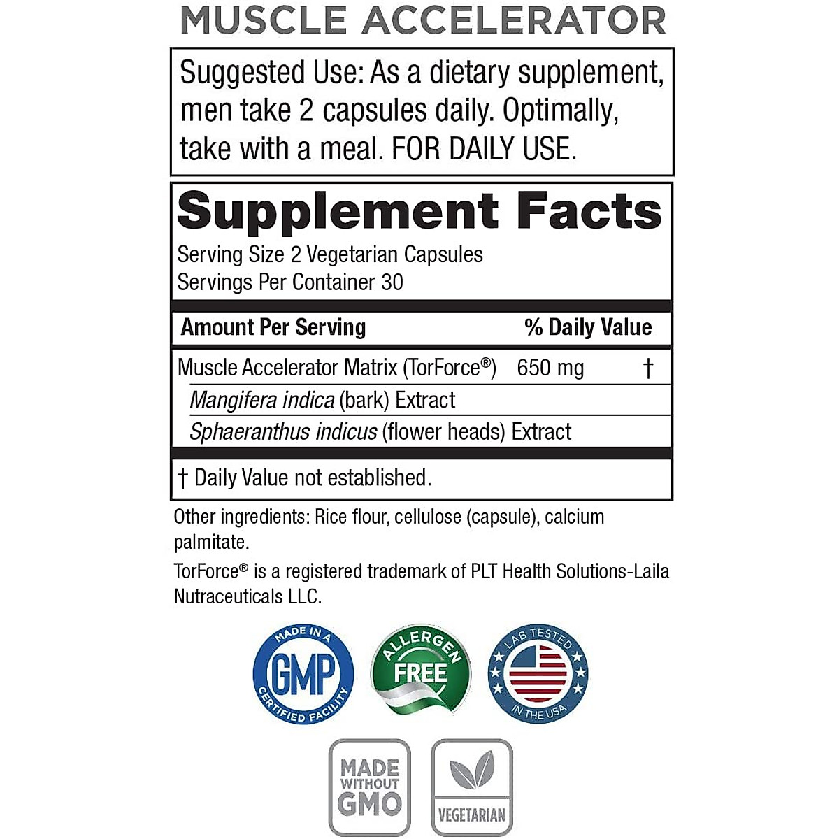 Purity Products Muscle Accelerator 650 mg Patented & Clinically Tested Muscle Accelerator Blend of Ayurvedic Herbal Extracts Promotes Strength, Endurance + Muscle Growth - 60 Veg Caps