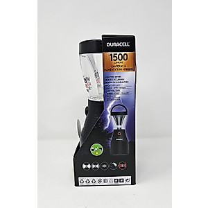 Duracell Dual Power Lantern 1500 Lumens with 5 Power Sources Available for Charging - 1 Lamp, Black