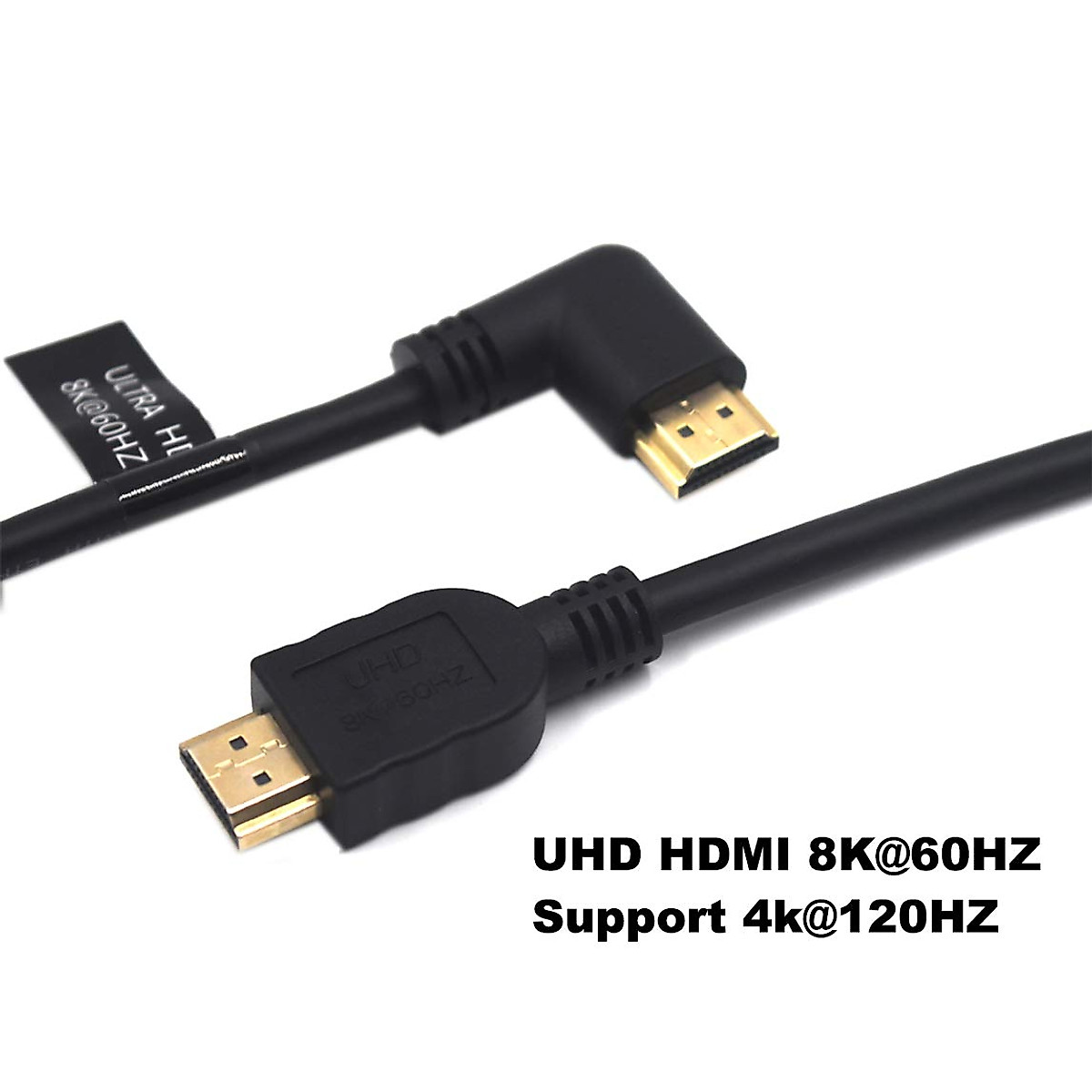 Kework 2 Feet Ultra HD HDMI 8K Cable, 90 Degree Left Angle HDMI 2.1 Version Male to Male High Speed Shield Cable for Xbox TV PS4 PS5 Switch, Support 8K@60HZ 4K@120HZ (Left-Straight)