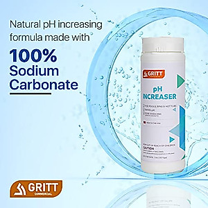 Gritt Commercial pH Increaser | pH up | Swimming Pool, Spa and Hot Tub Chemicals | Raise pH Levels | Soda Ash | Natural 100% Pure Sodium Carbonate Granules | pH Balance | Indoor and Outdoor Pools 2lbs