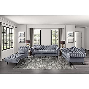 Lexicon Rosalie 72.5" Velvet Loveseat with Nailhead in Dark Gray