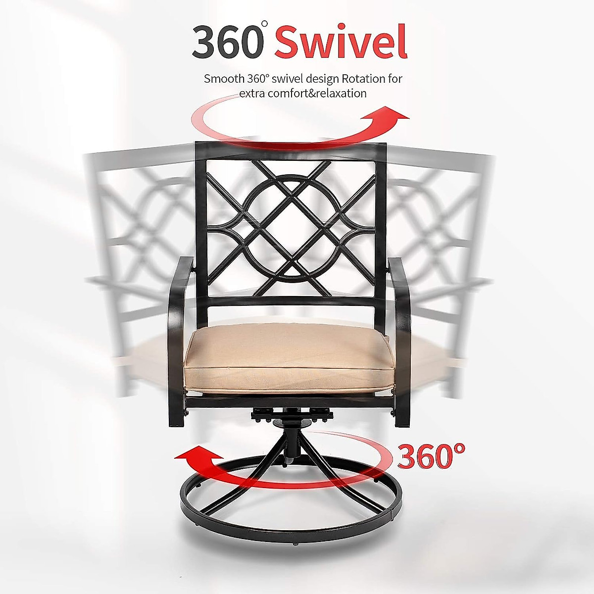 SUNCROWN 5-Piece Outdoor Dining Set Metal Swivel Cushioned Chairs Patio Furniture Sets with Steel Slat Bistro Table for Backyard, Lawn, Garden