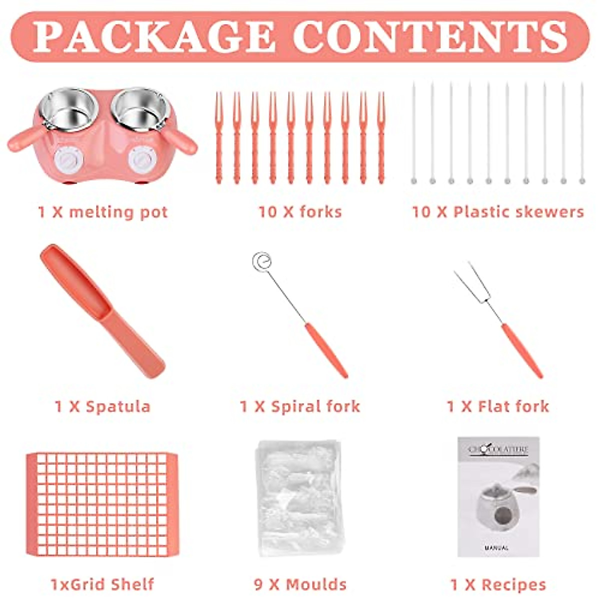 Outamateur Chocolate Melting Pot Electric Chocolate Fondue Mini Fondue Candy Maker with Double Melting Pot for Milk Chocolate,Cheese,Butter,Candy (Pink)