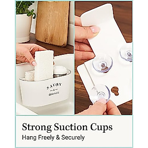 L U N A M A HOME DÉCOR Sink Caddy - Kitchen Sink Organizer - Sponge Holder - Hanging in Sink or Countertop Usage - Antislip mats - Odorless Sponge & Stainless Steel Brush Included