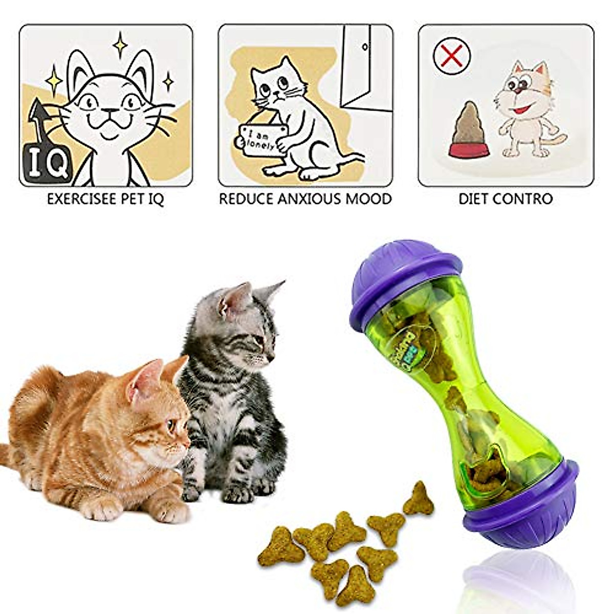 Cat Interactive Treat Dispenser Toy - Pet Slow Feeder Toy, Cat Food Dispensing Improve Intelligence IQ Puzzle Toy (4.33x1.77inch)