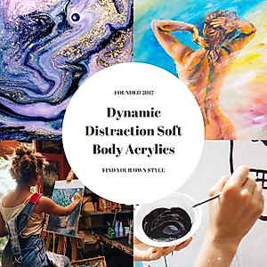 Acrylic Paint Set by Dynamic Distraction - Set of 24 Premium Vibrant Colors - (22 ml, .74 oz.) - Non Toxic Pigment Paints for Canvas, Pouring, Fabric, Wood, Crafts & More! For Artists: Adults & Kids