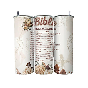 Bible Emergency Numbers Tumbler Sublimation Transfer, Ready to Press, 20 oz Straight Tumbler, Psalms Christian Transfer for Tumbler