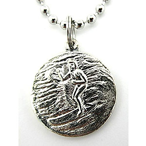 Baja Billy's St. Christopher Surf Medal Necklace Pendant, Protector of Travel re/wh Red/White Small