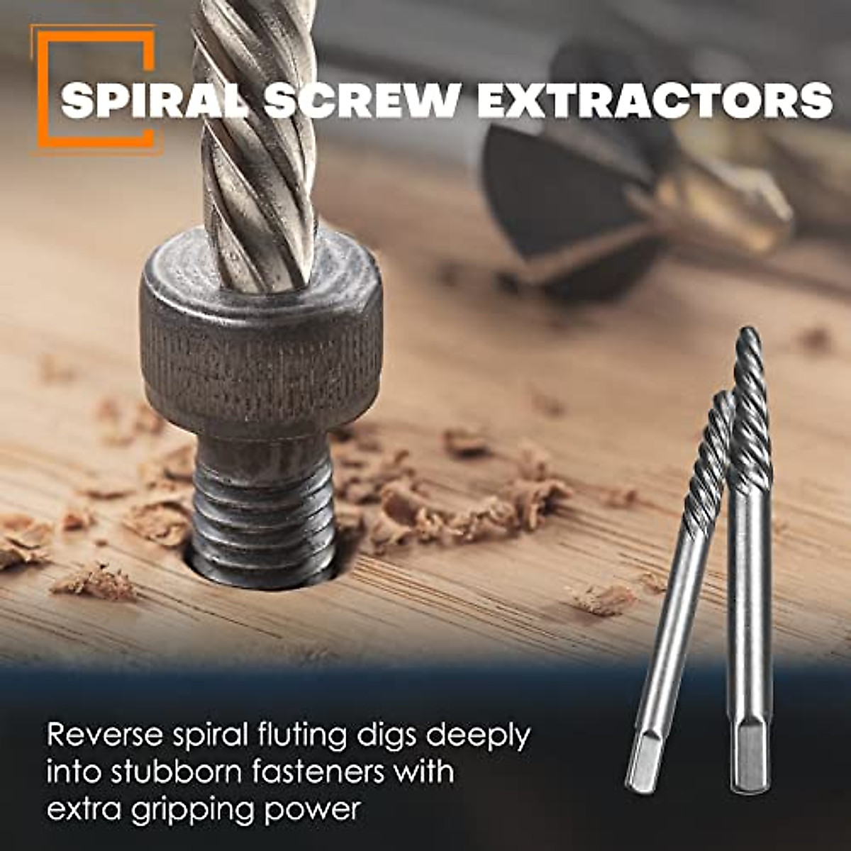 ACROTOL 26 Pieces Bolt Extractor Set, Spiral Screw Extractor Set and Drill Bits, Extraction Socket Set for Removing Damaged, Rusted, Rounded Bolts, Nuts and Screws