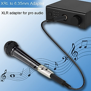 DKARDU XLR to 6.35mm 1/4 TRS Adapter, 2 pcs 3 Pin XLR Female Jack to 6.35mm Male Stereo Balanced Audio Connector, 2 pcs XLR Male to 6.35mm Male Plug Adapter