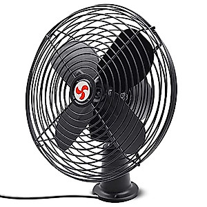 Homdec 12V RV Cooling Fan with 2-Speed Switch, 8.75-Inch Heavy Duty Black Metal Fan, 12Volts Car Fan, use for Auto, Truck, RV, Car, Boat, and Buses (Pack of 1)