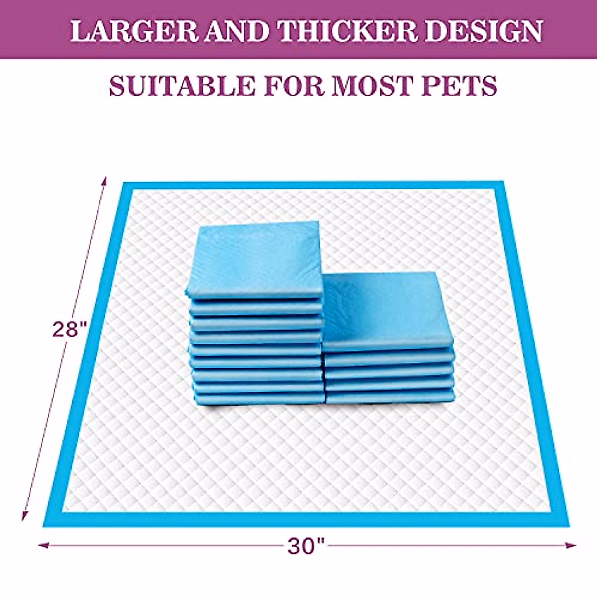 IMMCUTE Extra Large Dog Pee Pads 28"x30"-50 Count | X-Large Puppy Pee Training Pads Super Absorbent & Leak-Proof | Disposable Pet Piddle and Potty Pads for Puppies | Dogs | Doggie
