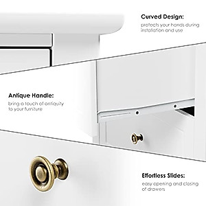 TTVIEW 4 Drawer Dresser, Antique Wide Chest of Drawers with Solid Frame, Closet Dresser Tall Storage Chest Cabinet Nightstand for Living Room, Bathroom, Entryway, White