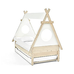 Ti Amo Savannah Teepee Bed & Trundle, White/Natural